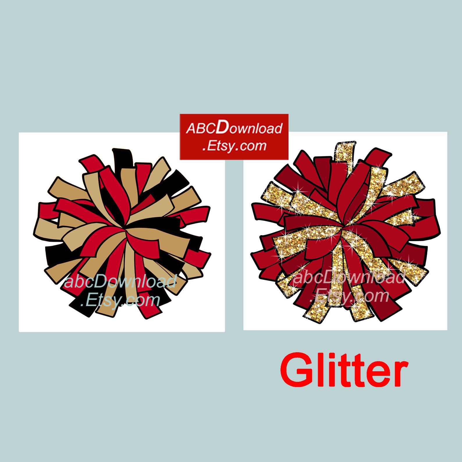 San Francisco Pom-pom Gold Glitter Red Black Pdf Png Jpg Files Clipart ...