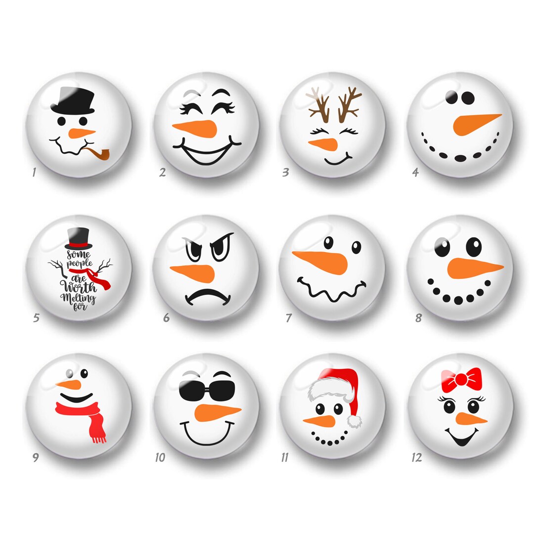 Christmas Cabochon, Snowman Face Snowman Glass Dome,10mm 12mm 14mm 16mm ...
