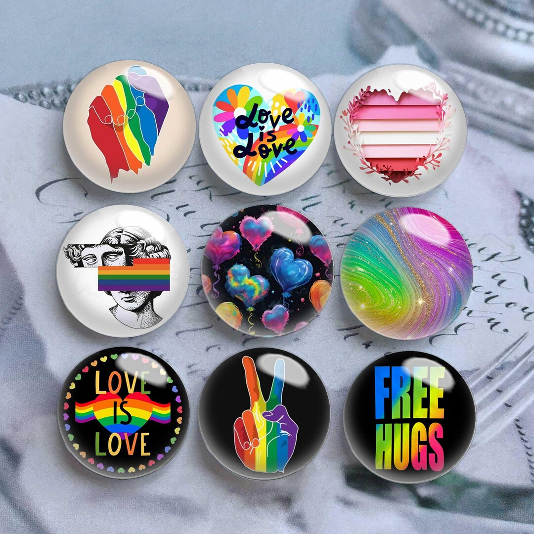 Rainbow Pride Cabochon, LGBT Glass Dome, 10mm 12mm 14mm 16mm 18mm 20mm ...