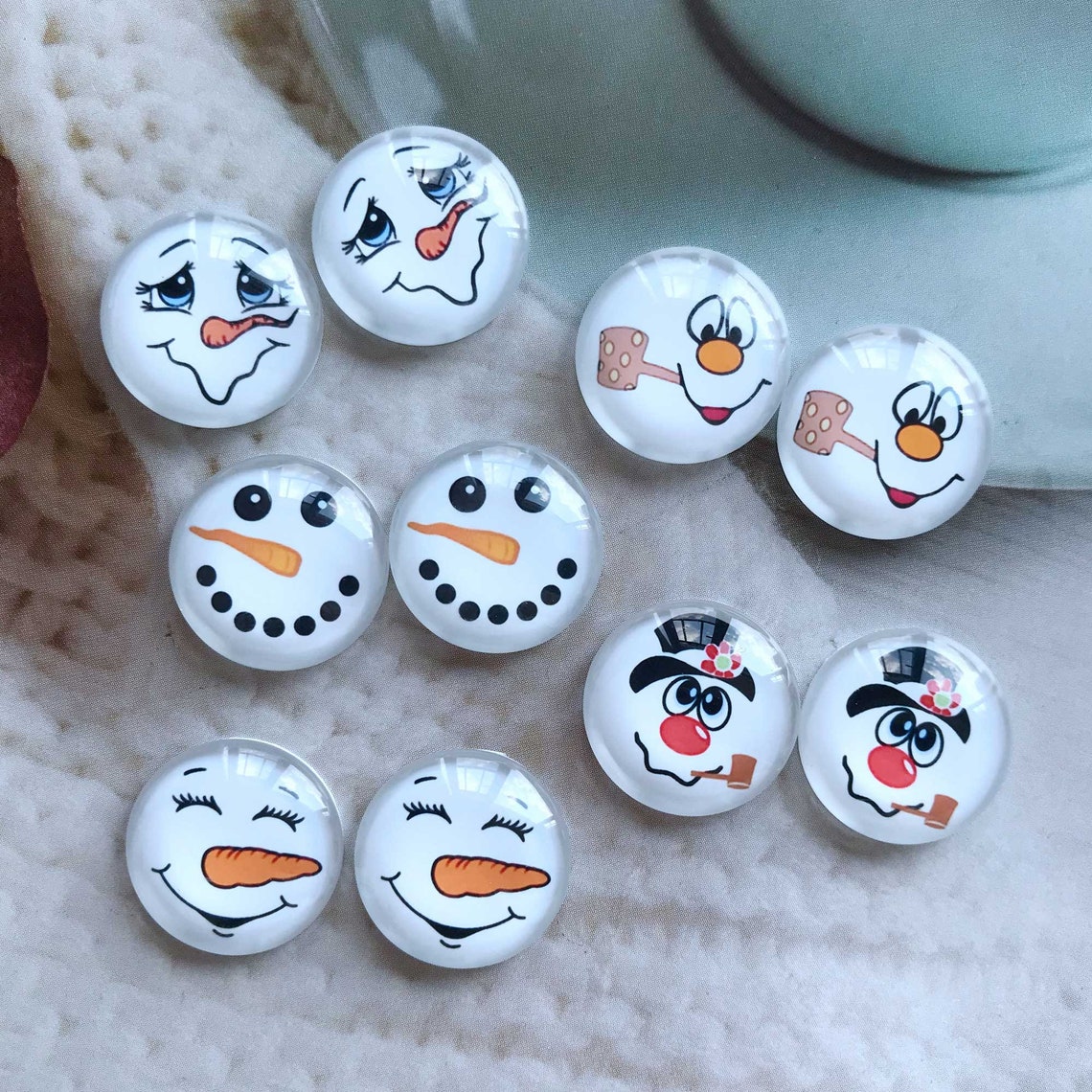 Snowman Face Cabochon Snowman Smile Photo Glass Cabochon10mm - Etsy