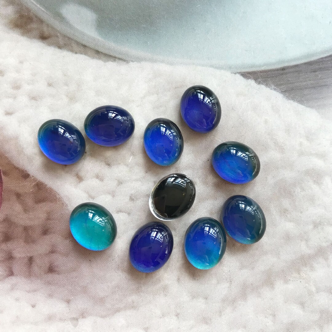 10pcs - Oval Mood Beads, Colors Change by Temperature Mood Stones Glass ...