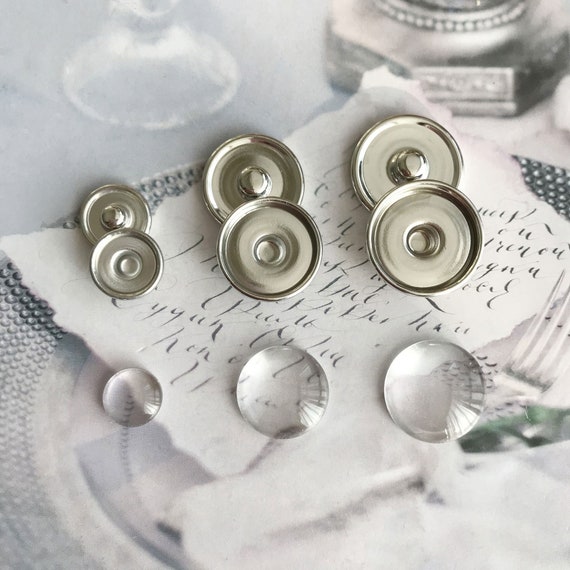 DIY Snap Button Base in 12mm/ 18mm/ 20mm photo Glass Cabochon - Etsy