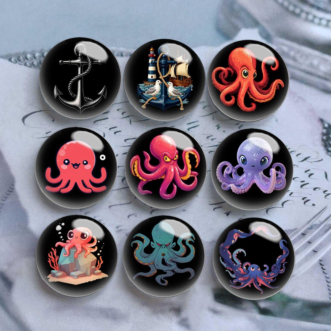 Ocean Cabochon,octopus Ship Glass Dome, Handmade 10mm - 40mm Photo ...