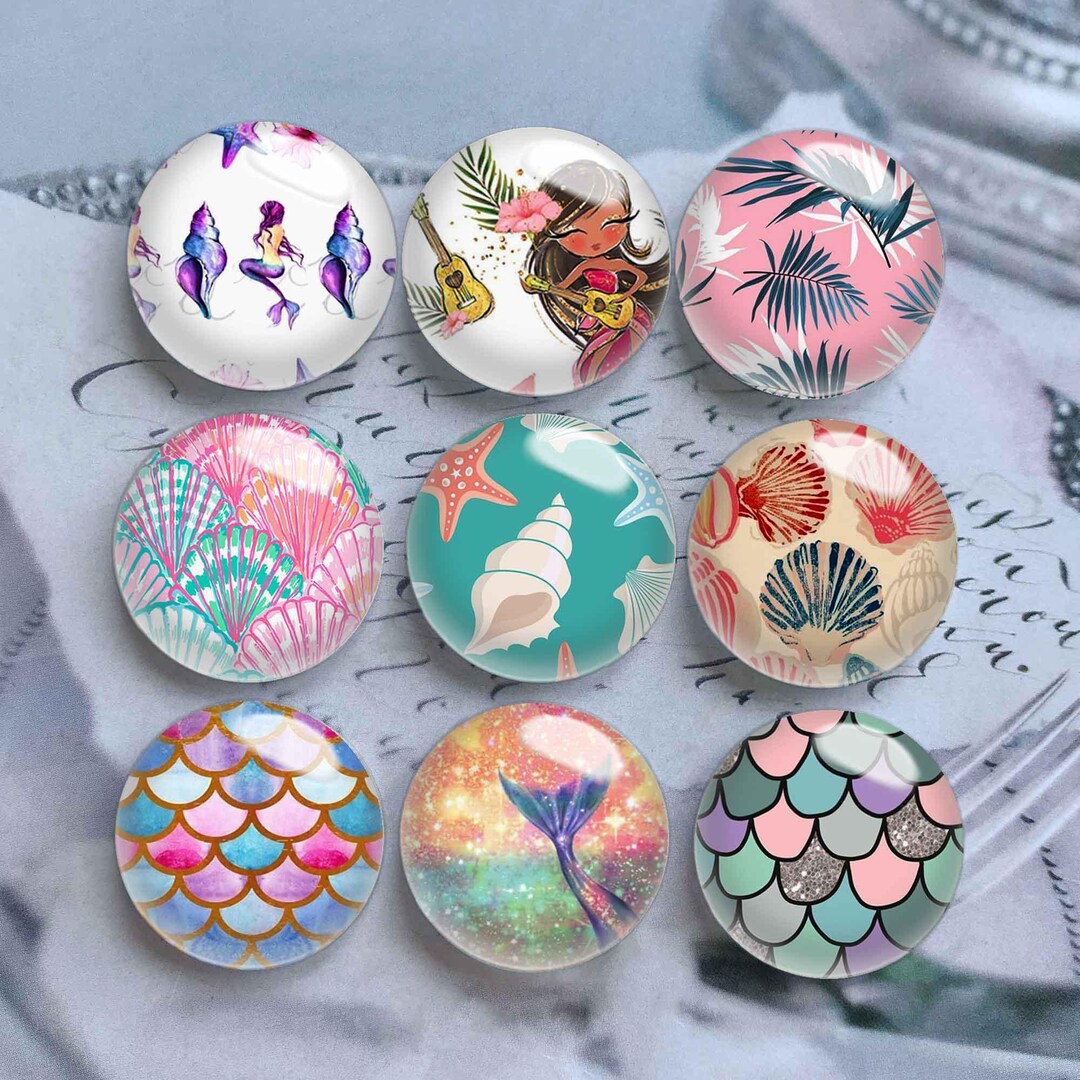 Mermaid Sacles Cabochon, Mermaid Glass Dome,10mm 12mm 14mm 16mm 18mm ...