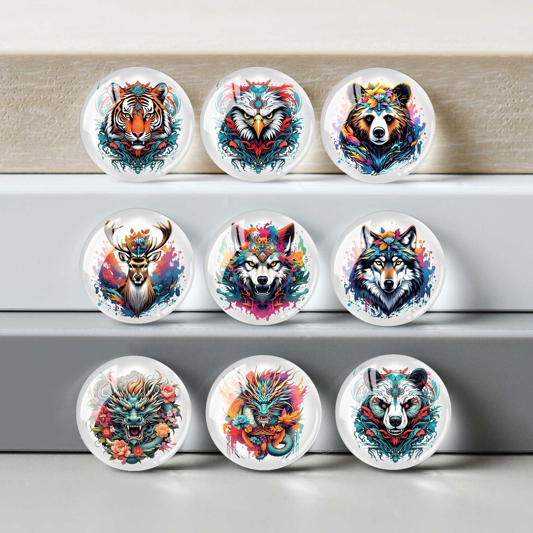 Panda Photo Glass, Animal Deer Glass Dome, 10mm - 40mm Gift Photo Paper ...