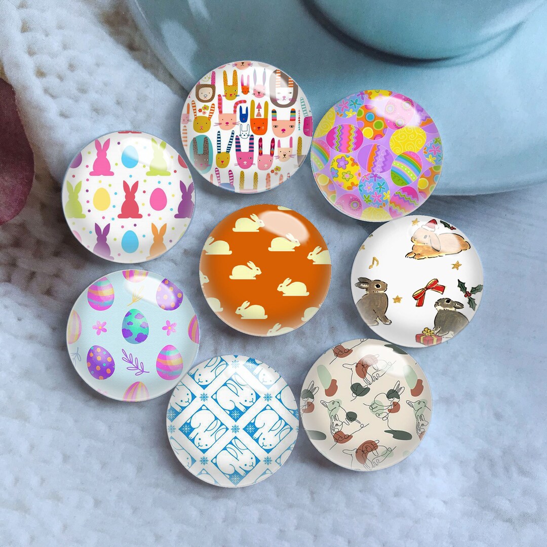 Easter Cabochon, Bunny Rabbit Glass Dome,10mm 12mm 14mm 16mm 18mm 20mm ...