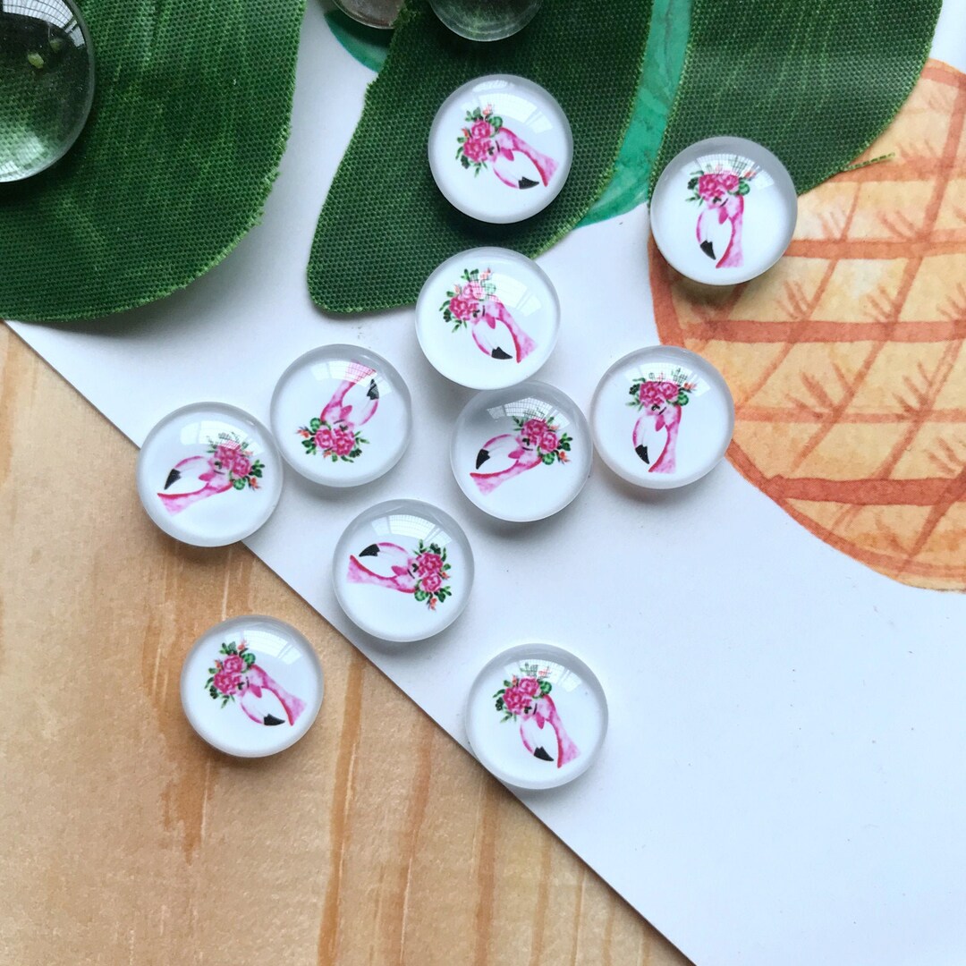 Rosa Flamingo Cabochon,Floral Krone Flamingo Foto Glas Cabochon 10mm ...
