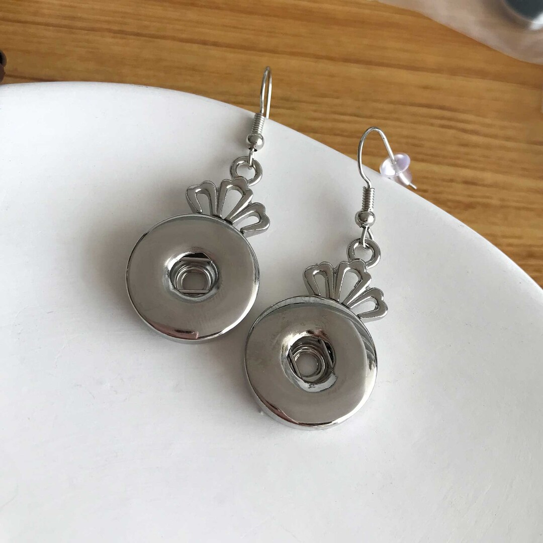 Flower Snap Button Earrings Blank for 18mm/20mm Ginger Snap Button ...