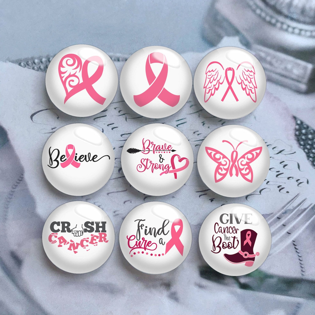 Pink Ribbon Cabochon, Breast Cancer Awareness Glass Dome,10mm 12mm 14mm ...