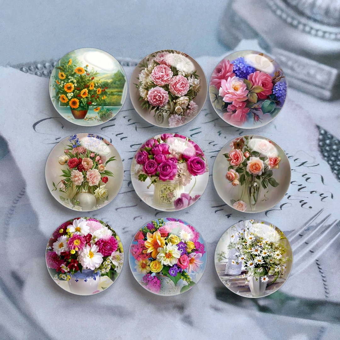 10pcs 10mm 12mm Flowers Cabochon, Roses Glass Dome, 14mm 16mm 18mm 20mm ...