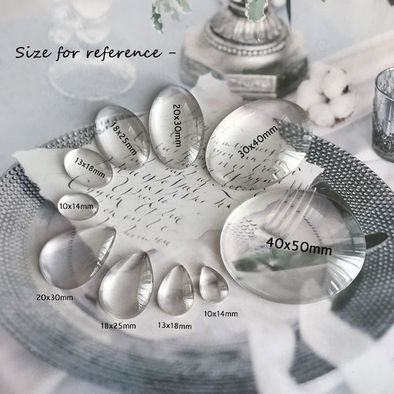 Oval Teardrop Clear Glass Cabochonflat Back Magnify Inserts - Etsy