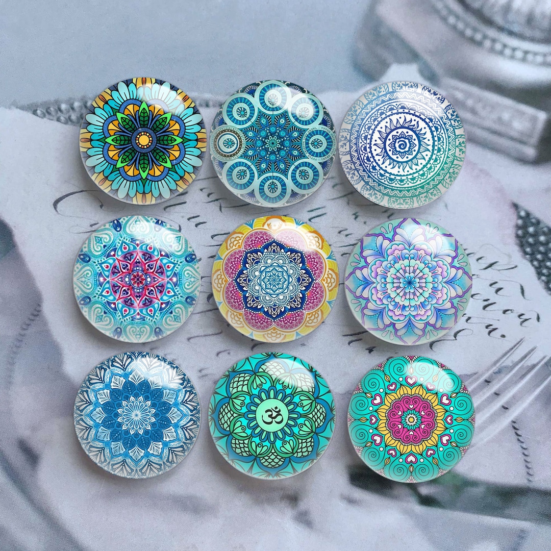 Mandala Cabochon, Yoga Namaste Glass Dome,10mm 12mm 14mm 16mm 18mm 20mm ...