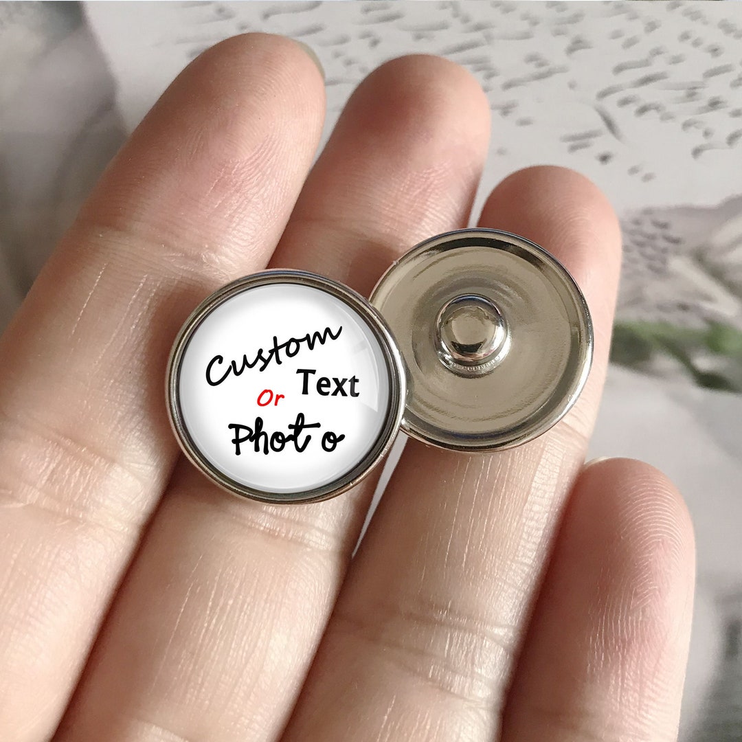 Custom Text / Photo Ginger Snap Button,12mm 18mm 20mm Personal Photo ...