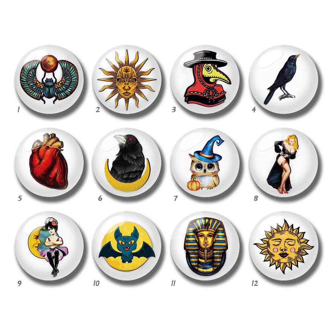 10pcs Halloween Cabochon, Witch Image Glass Dome, 10mm 12mm 14mm 16mm ...