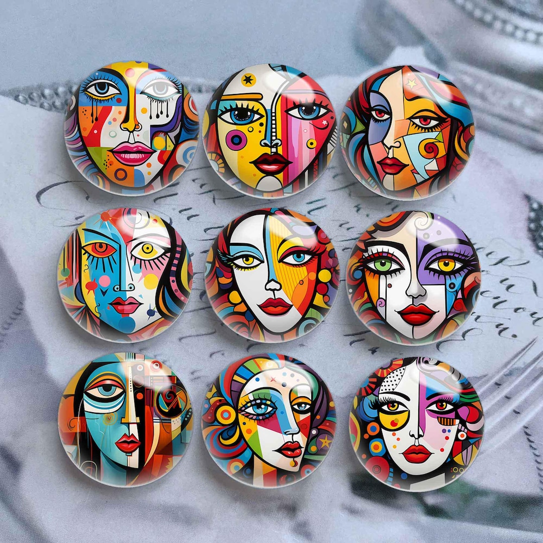 10pcs 10mm 12mm Lady Face Cabochon, Art Painting Glass Dome, 14mm 16mm ...