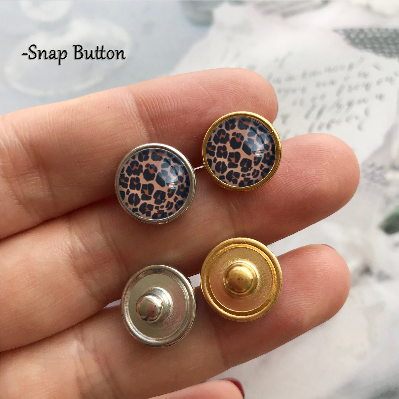 Brown Leopard Print Cabochon/snap Button,handmade 10mm 12mm 14mm 16mm ...