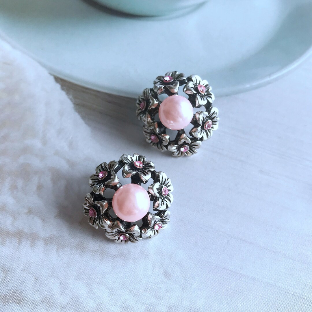 3D Flower Snap Buttons, 18mm / 20mm Pink Pearl Flower Ginger Snap ...