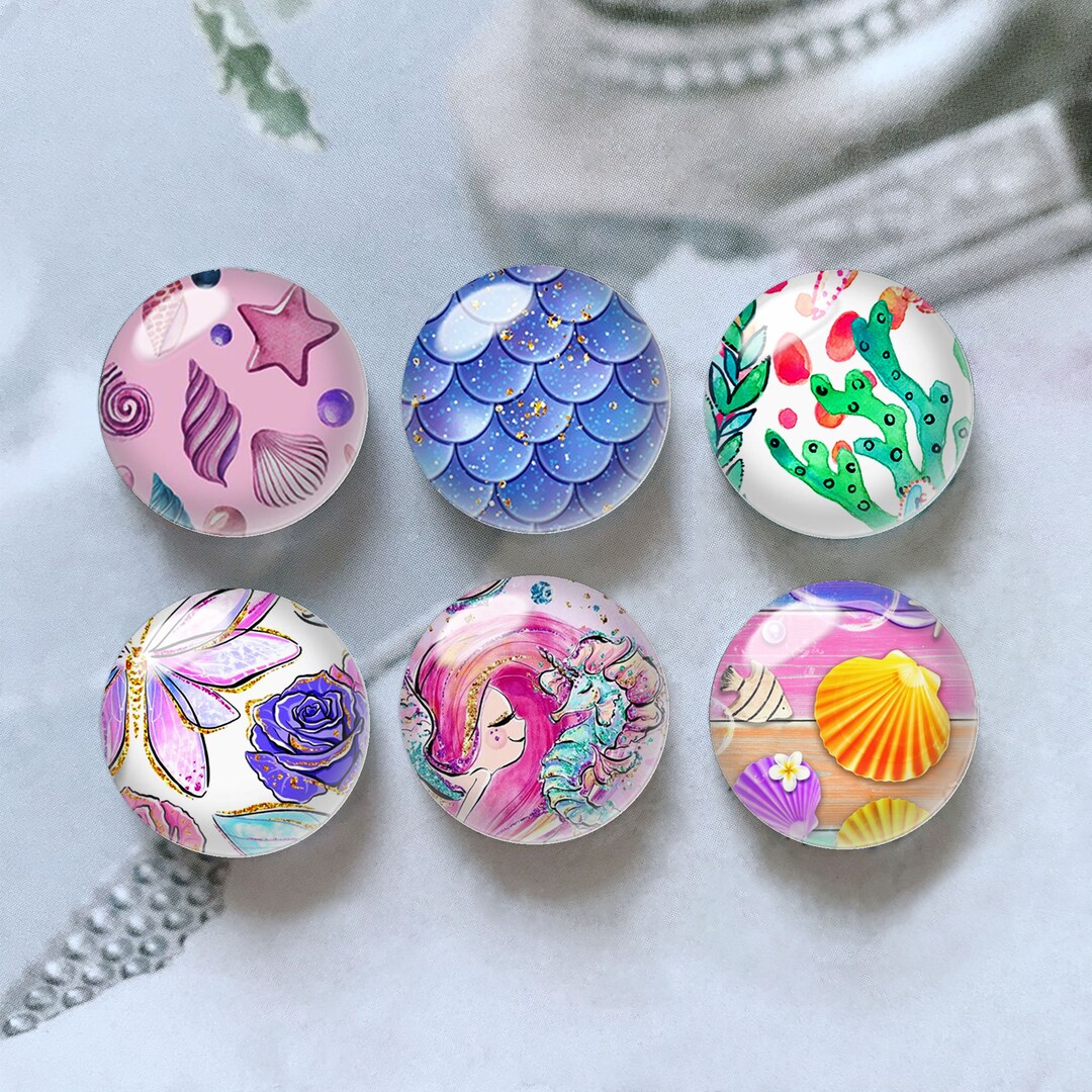 Mermaid Scale Cabochon, Ocean Marine Photo Glass Dome,10mm 12mm 14mm ...
