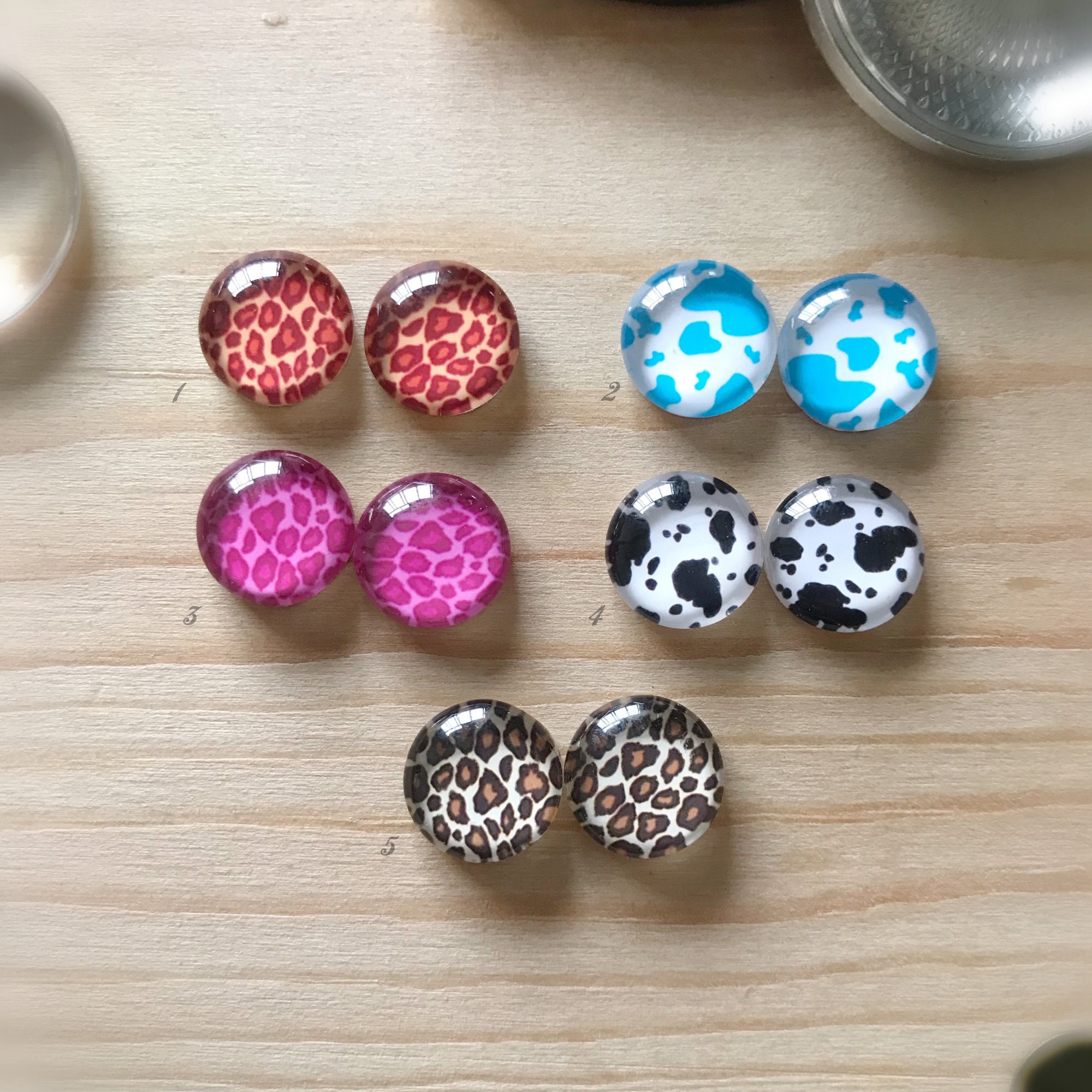 10pcs Cow Print Cabochon Handmade photo glass Cabochons 10mm | Etsy