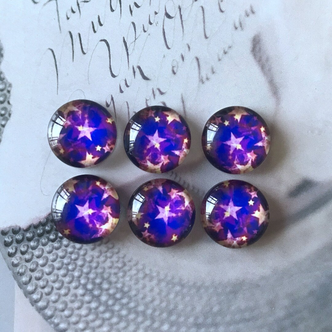 Purple Stars Cabochon,handmade Photo Glass Cabochon, 10mm 12mm 14mm ...