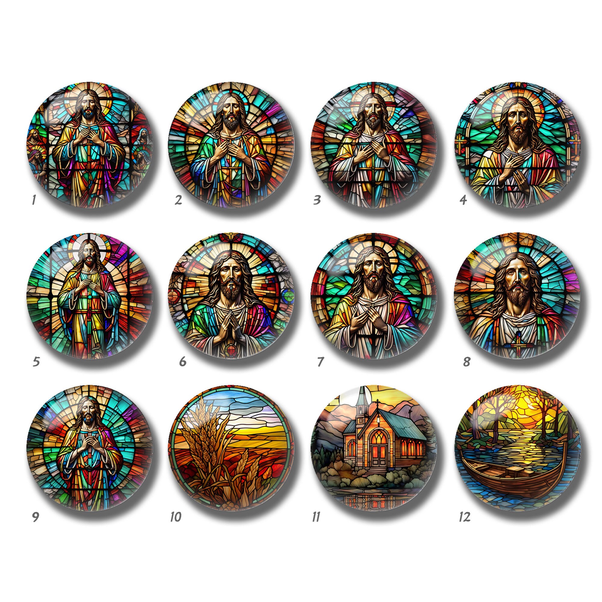 Jesus Stained Glass Image Cabochon, Christian Glass Dome,10mm 12mm 14mm ...