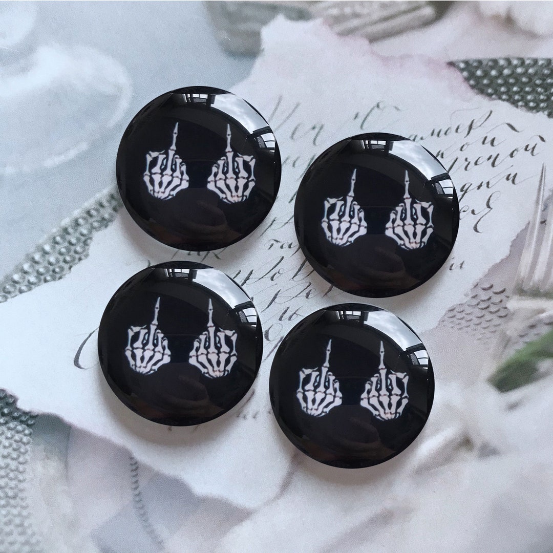Skull Middle Finger Gesture Cabochon /snap Button,10mm 12mm 14mm 16mm ...
