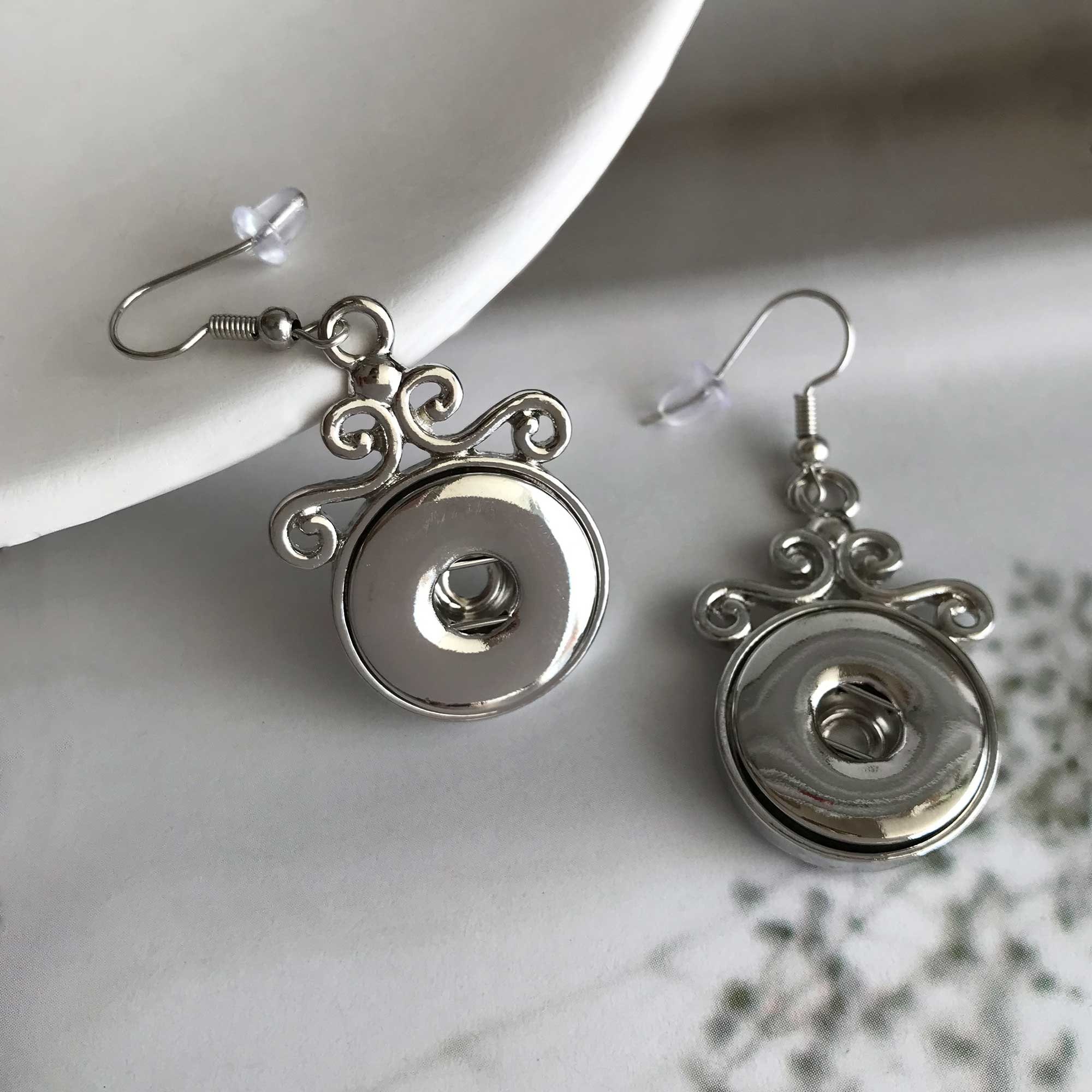 Snap Button Earrings Blank for 18mm/20mm Ginger Snap Button Dangle ...