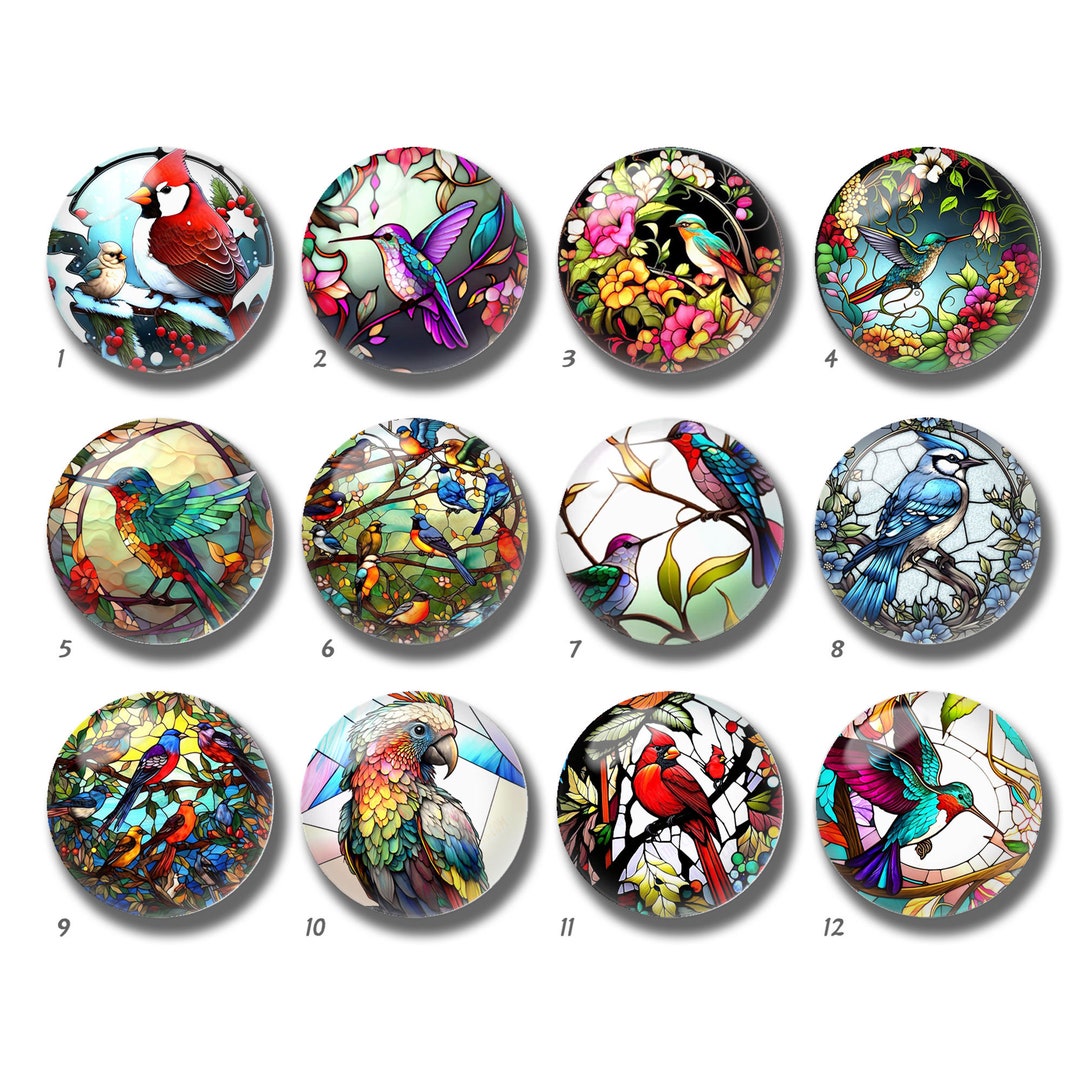 Birds Stained Glass Image Cabochon,cardinal Glass Dome,10mm 12mm 14mm ...