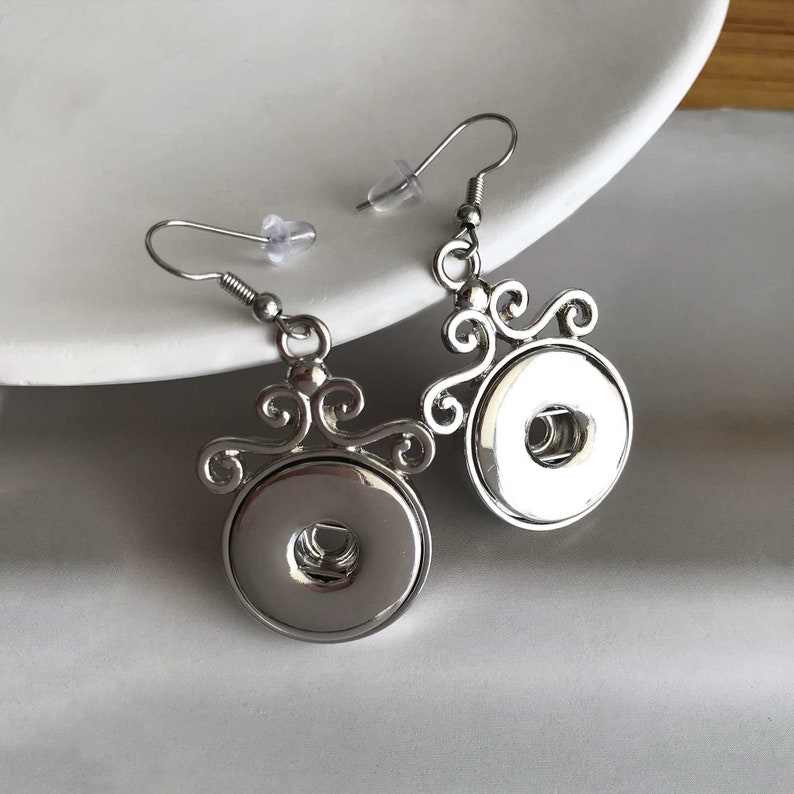 Snap Button Earrings Blank for 18mm/20mm Ginger Snap Button Dangle ...