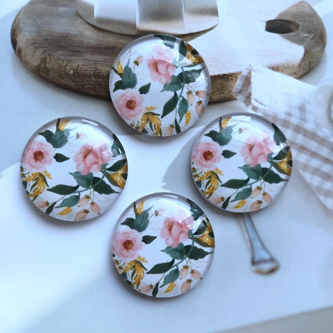 Flower Cabochon/ Picture Glass Snap Button,10mm 12mm 14mm 16mm 18mm ...