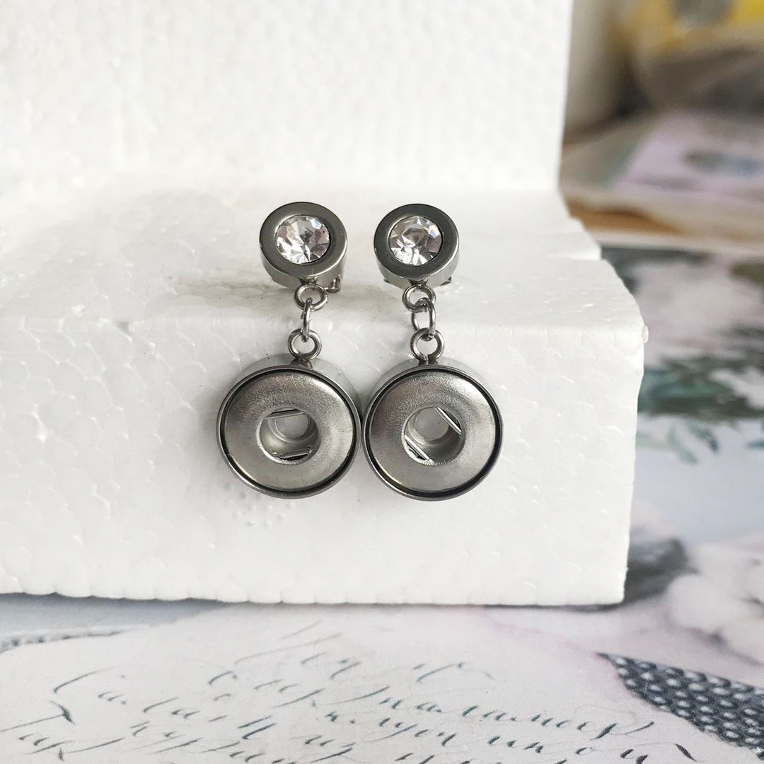 12MM Snap Button Earrings,interchangeable Snap Studs for Ginger Snap ...