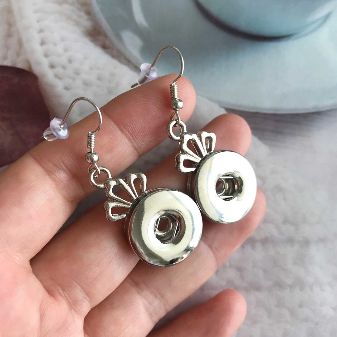 Flower Snap Button Earrings Blank for 18mm/20mm Ginger Snap Button ...