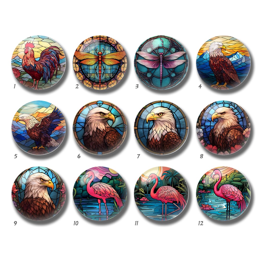 Hawk Stained Glass Image Cabochon,dragonfly Glass Dome,10mm 12mm 14mm ...