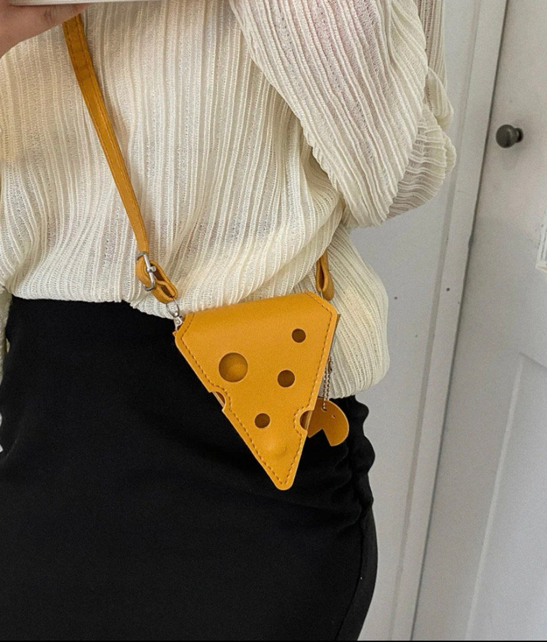 NOVELTY Cheese Triangle/square Mini/small Bag/purse With Shoulder Strap ...