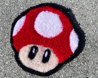 8-bit Mario Mushroom Rug/wall Hanging/baby Blanket - Etsy