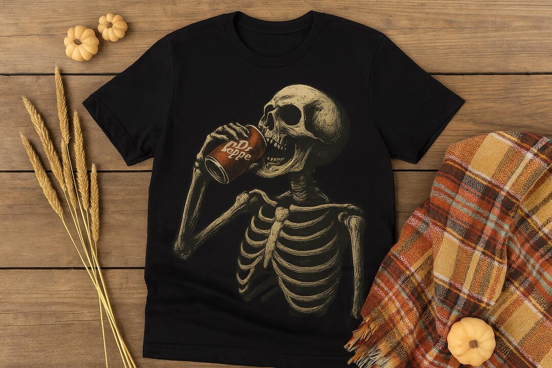 Spooky Skeleton Drinking Dr Pepper PNG | Vintage Horror Halloween ...