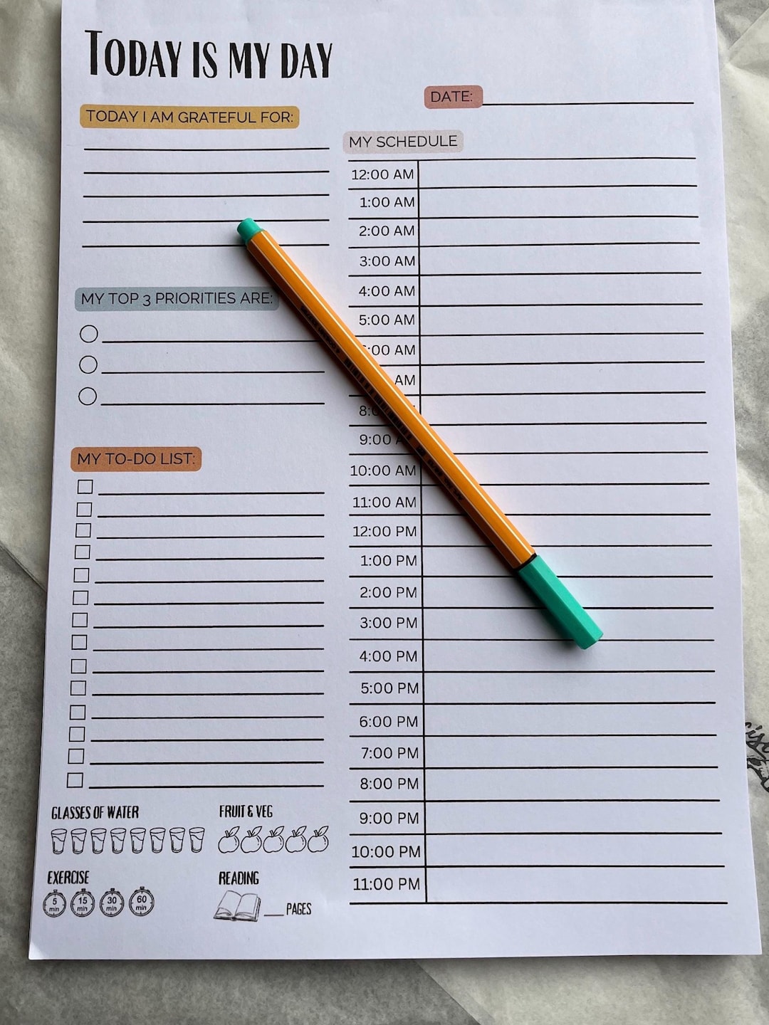 A4 Daily Planner Tear-off Notepad Work-life Balance To-do List ...
