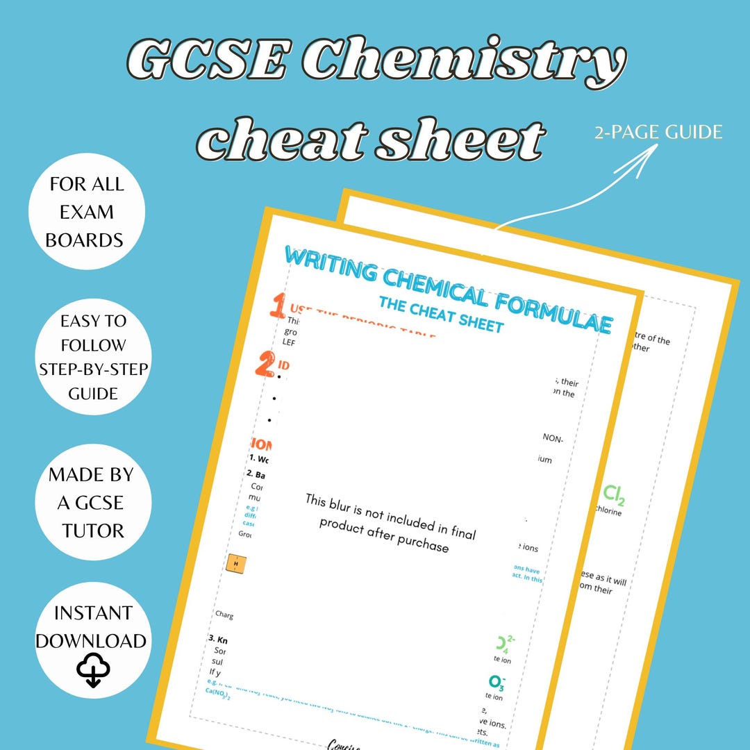 Chemistry Digital Study Notes: Writing Chemical Formulae Cheat Sheet ...