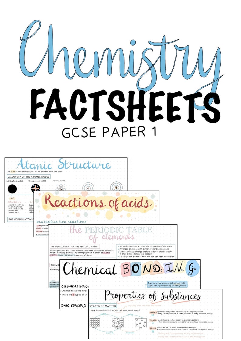 GCSE Chemistry Revision Notes for AQA Combined Science Revision Cards ...
