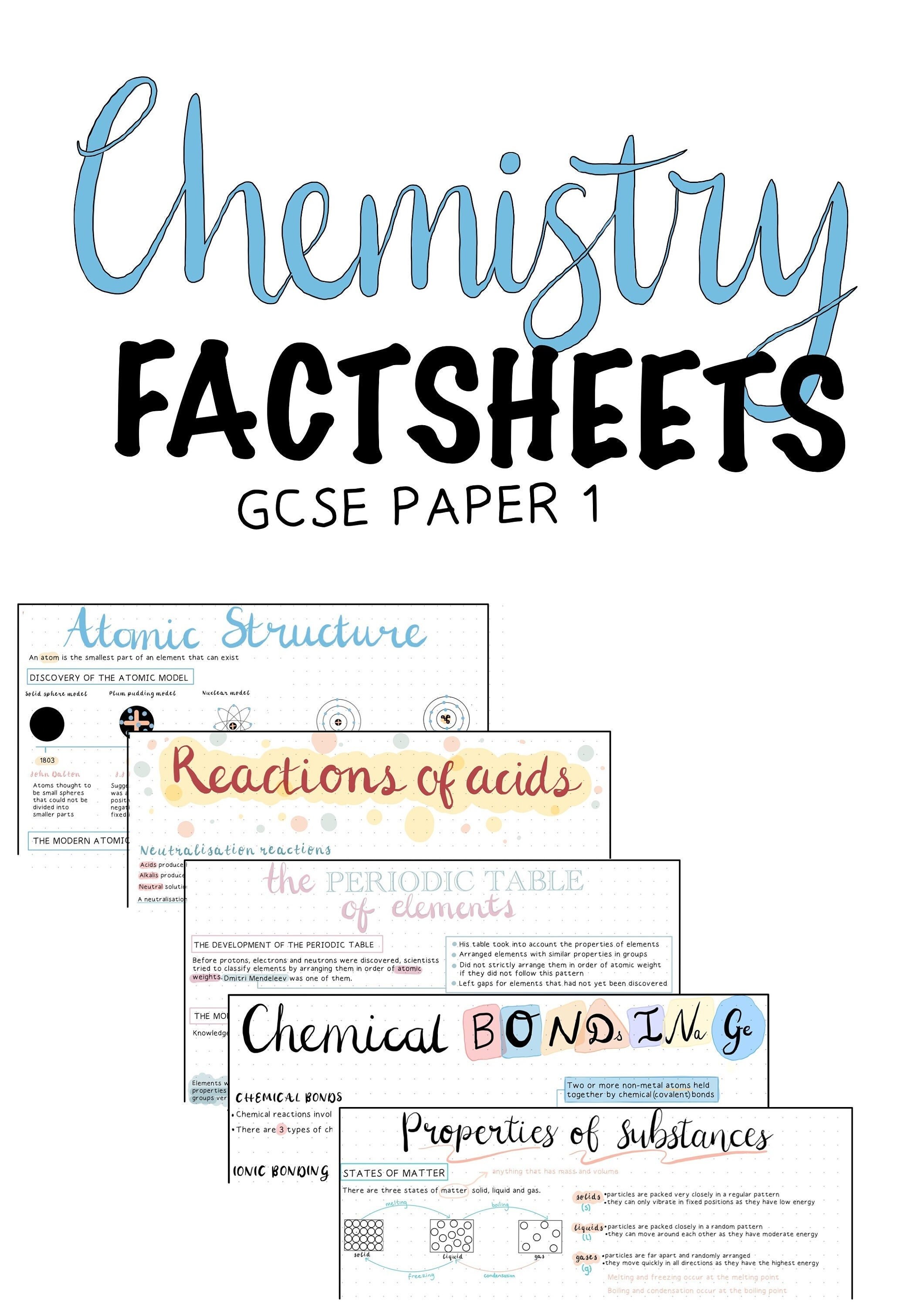 GCSE Chemistry Revision/study Digital Notes Paper 1| GCSE Science ...