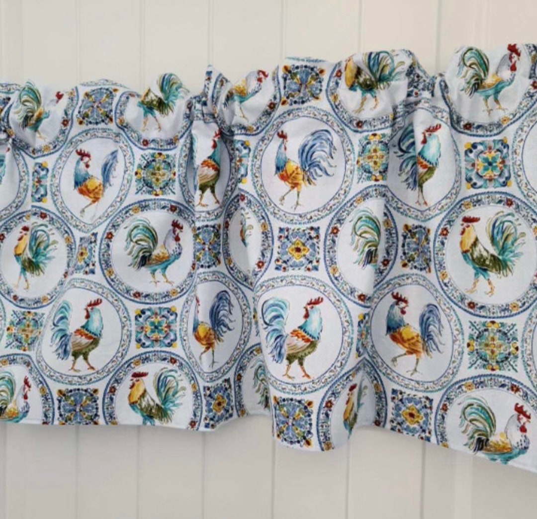 Rooster Valance. 12”x42” Curtain. Kitchen Dining Living Room. Country ...