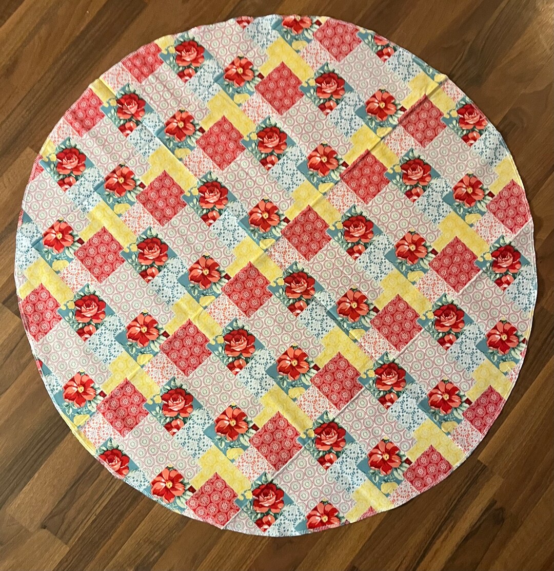36” Inches . (3 Foot) Round Table Cloth Made With Patchwork Pioneer ...