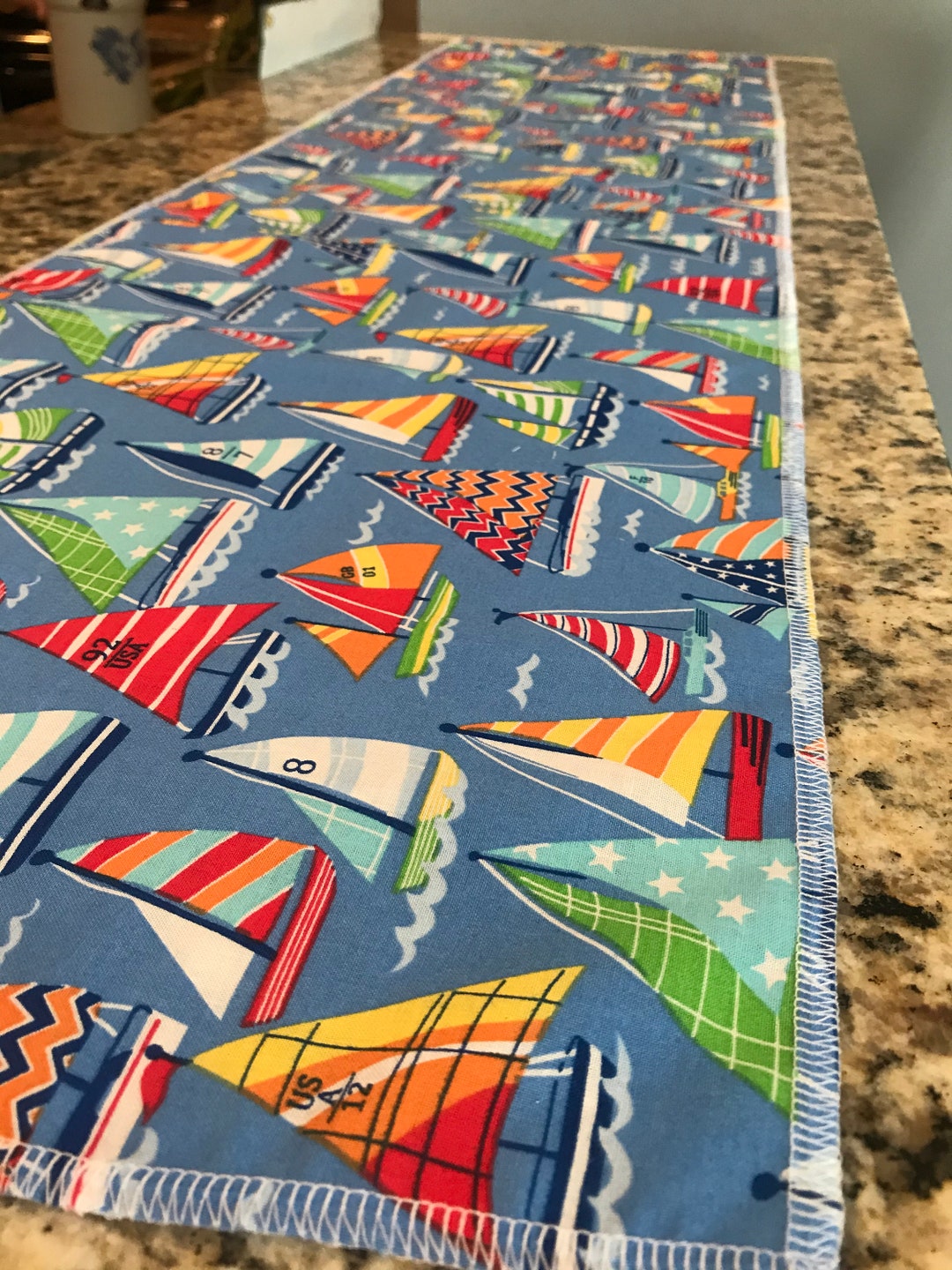 12”x42” Sailboat Table Runner. Use on Nightstand Dresser Bench Table ...