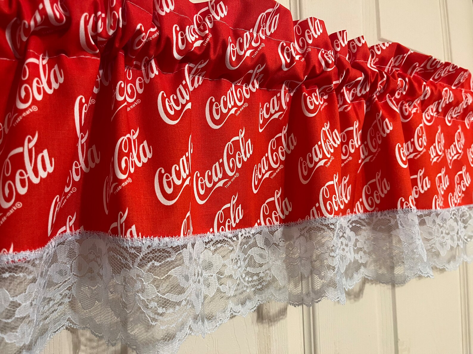 10 Coca Cola Material , Light Blue Lace Valance, Four Available ...