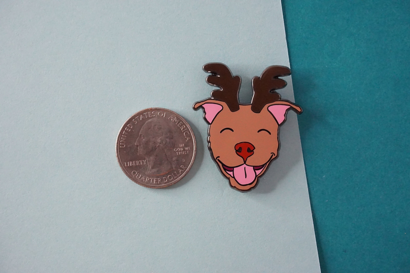 Pit Bull Enamel Pin, Chirstmas Dog Pin Red Nose Reindeer Pittie Am ...