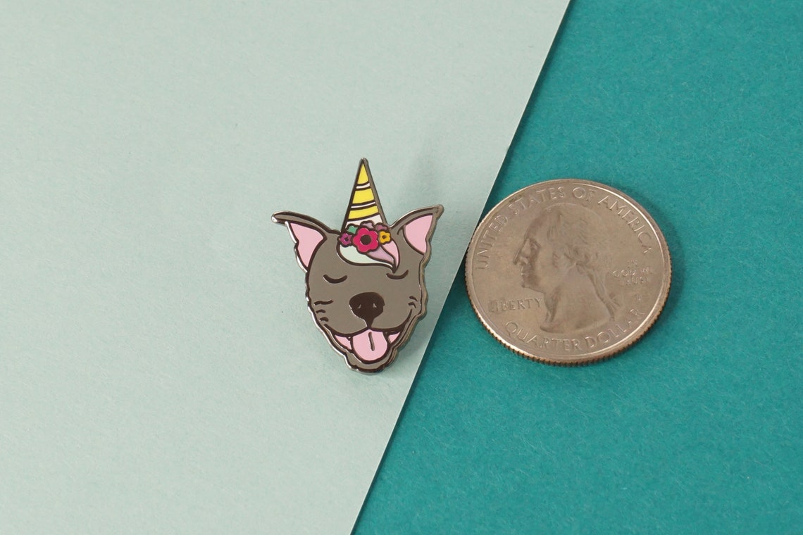 Pit Bull Enamel Pin, Blue Nose Unicorn Dog Pittie Am Staff Pibble Dog ...