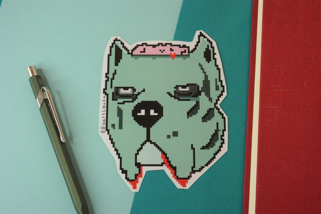 Cane Corso Zombie Pixel Vinyl Sticker, Italian Mastiff Pixel 8-bit ...
