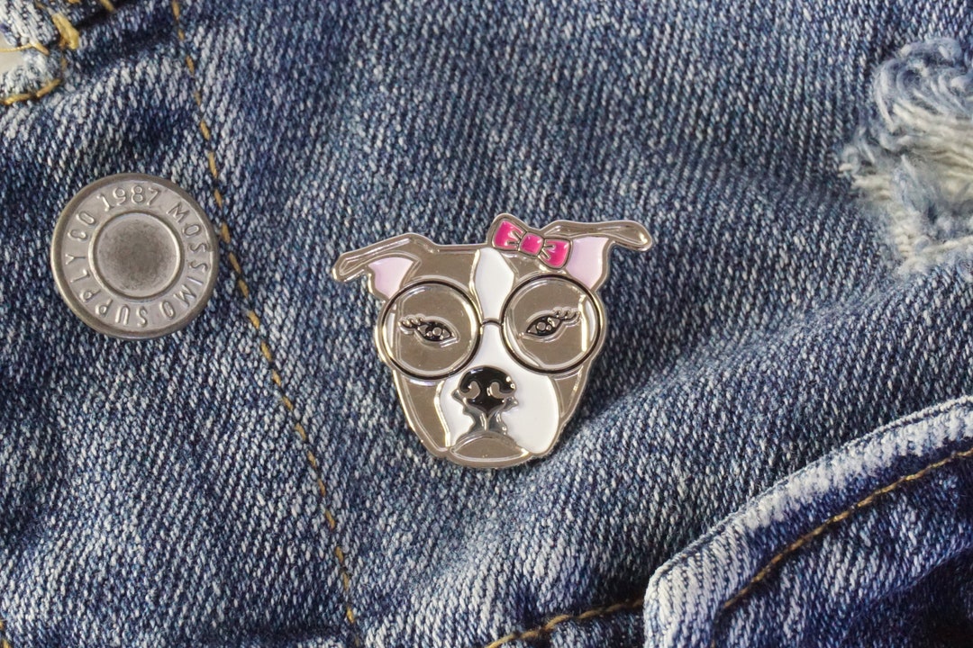 Pit Bull Enamel Pin Resting Pit Face Pittie Am Staff Hard Pin Gift for ...