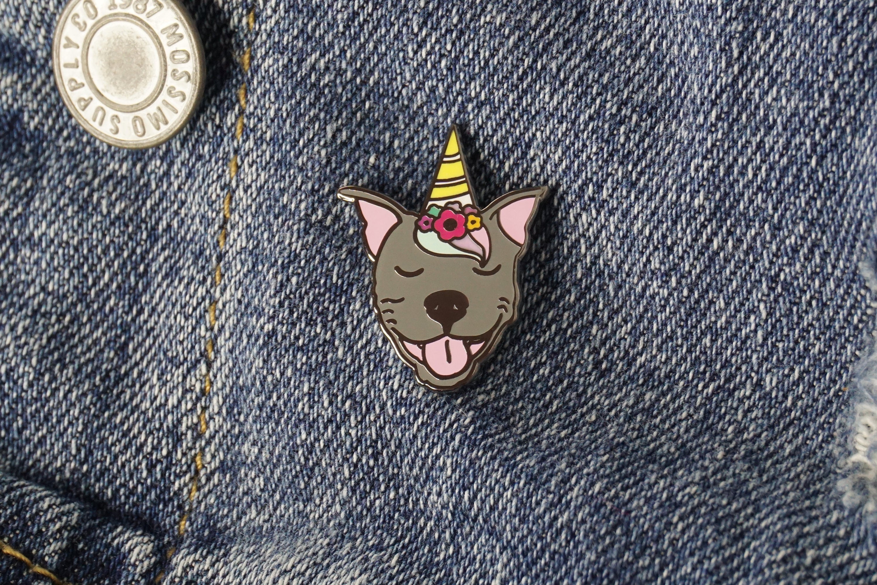 Pit Bull Enamel Pin, Blue Nose Unicorn Dog Pittie Am Staff Pibble Dog ...