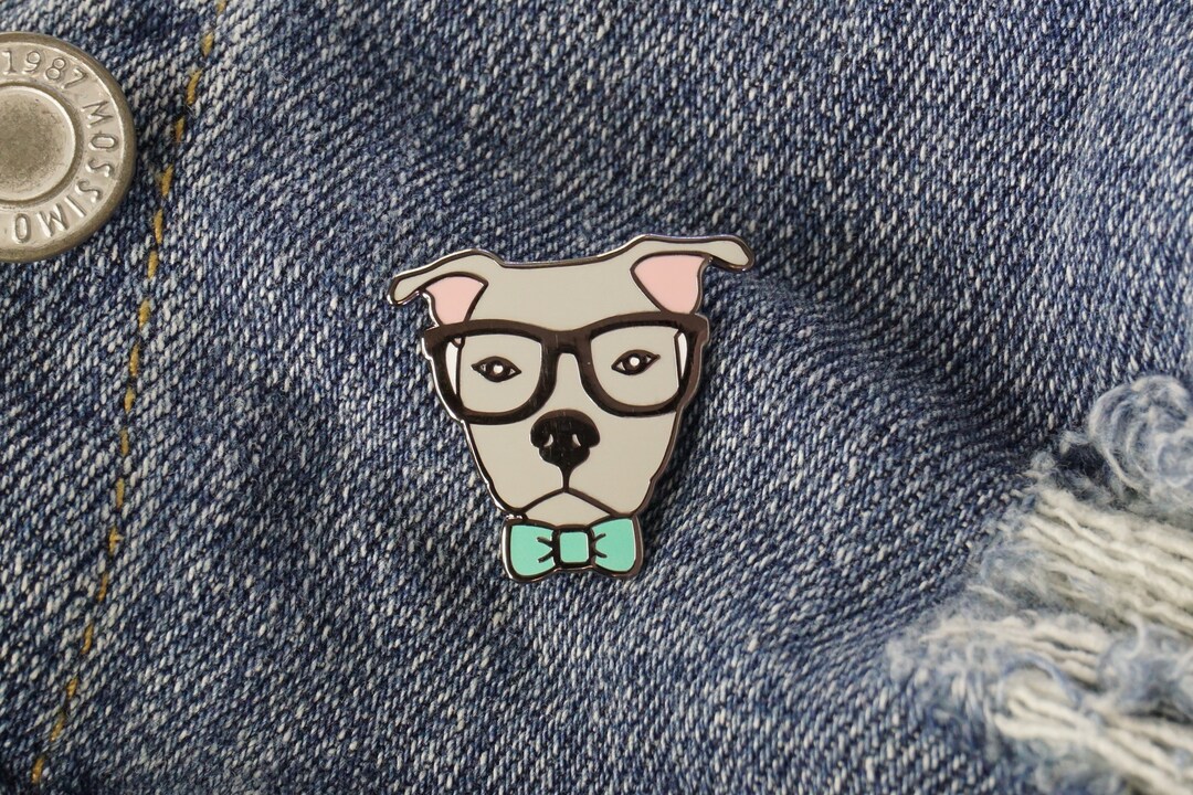 Pit Bull Enamel Pin, Blue Nose Smarty Pit Pittie Am Staff Pibble Dog ...